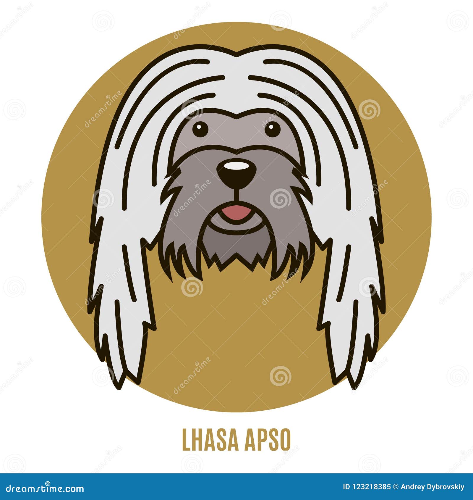 Portrait of Lhasa Apso stock vector. Illustration of face - 123218385