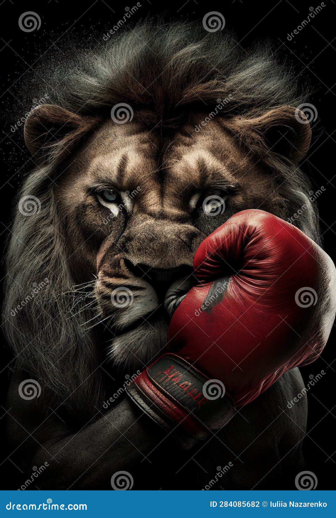 Portrait of a Lion with Boxing Gloves. AI Generated Stock Illustration ...