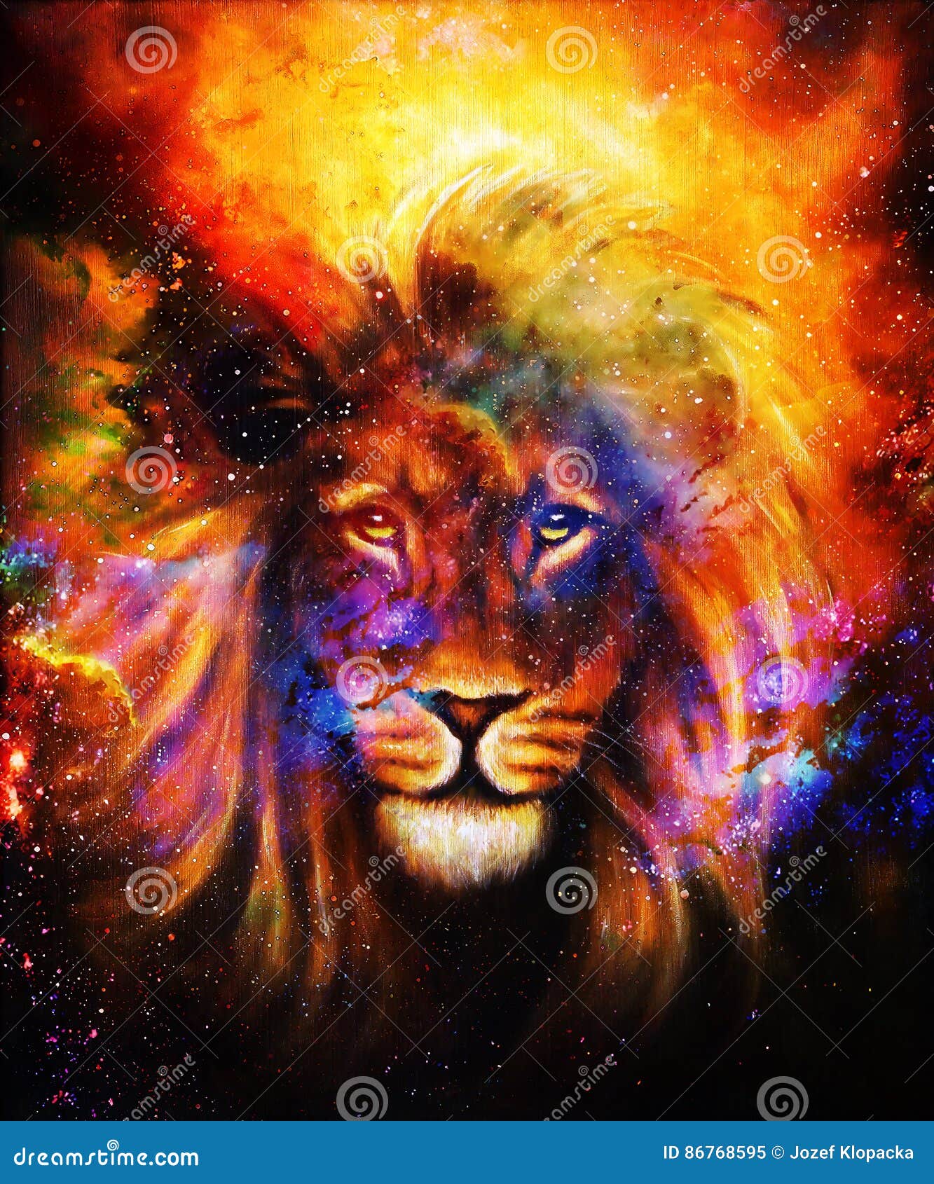 Portrait Lion Cosmic Space Eye Contact Stock Illustrations – 6 Portrait ...