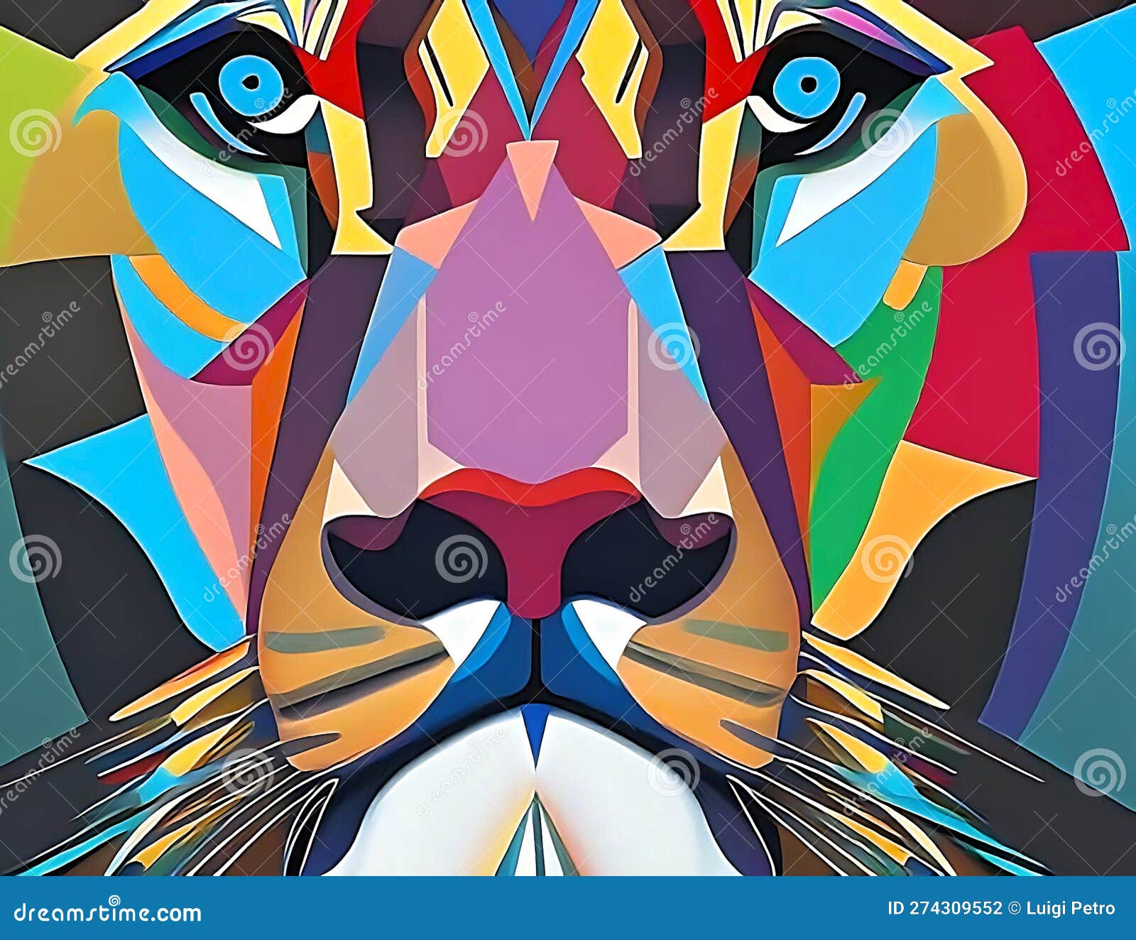 Portrait of a Lion.Cubism Style. Stock Illustration - Illustration of ...