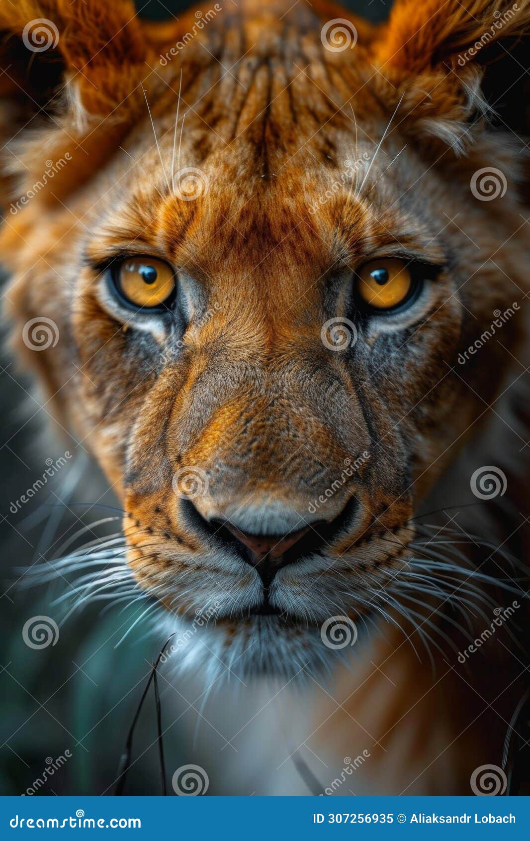 Portrait of a Lion S Muzzle in Close-up. the Lion S Head Stock Image ...