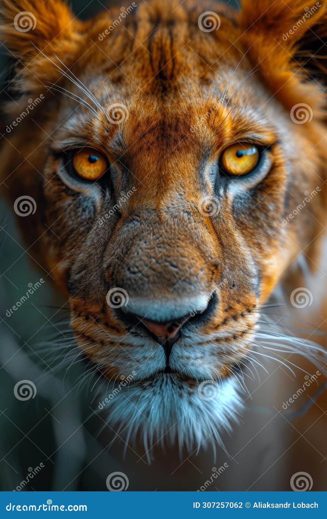 Portrait of a Lion S Muzzle in Close-up. the Lion S Head Stock Photo ...