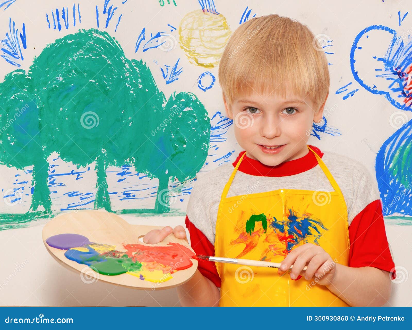 Portrait of a Little Artist at School Stock Photo - Image of activity ...