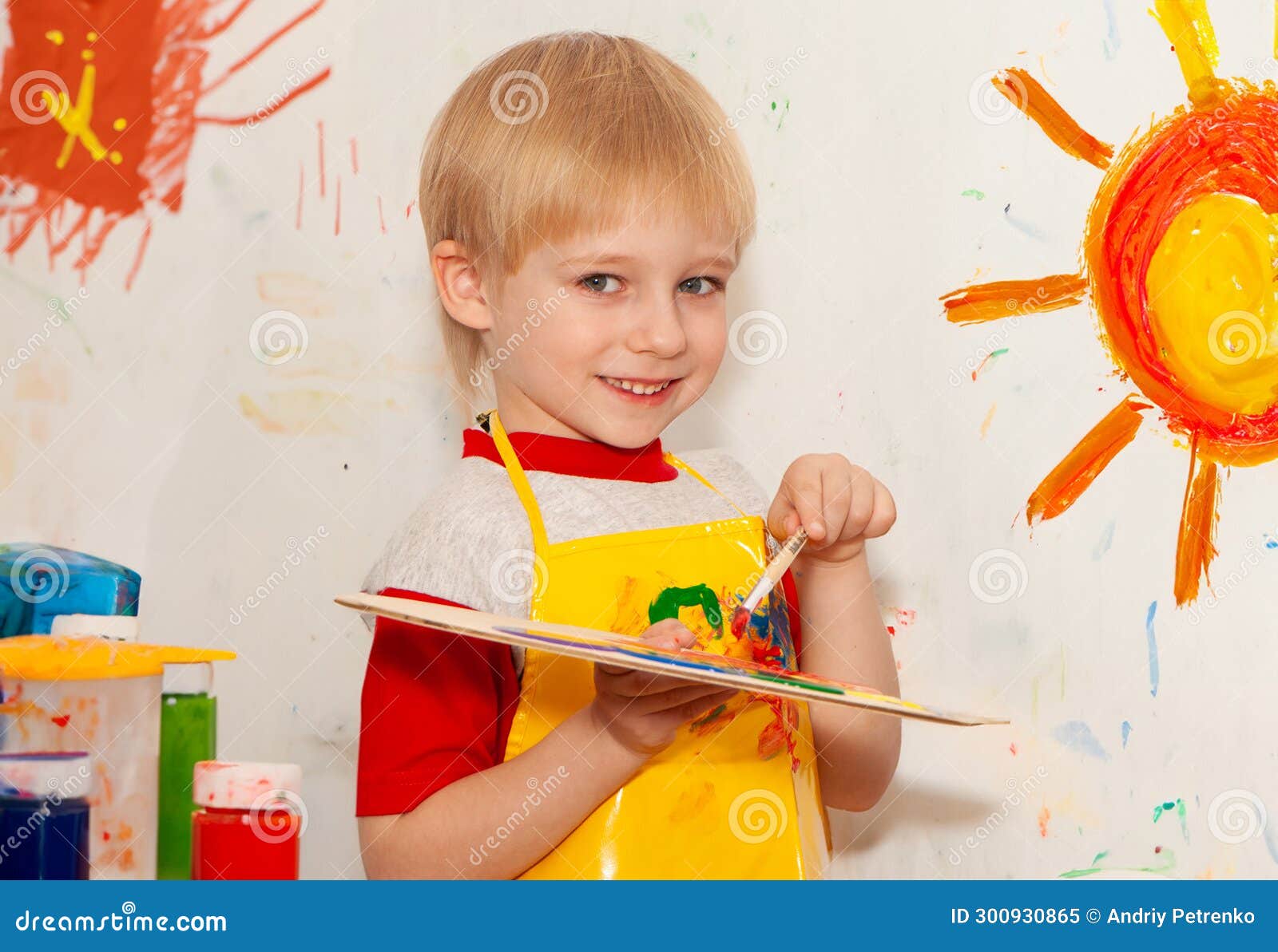Portrait of a Little Artist at School Stock Image - Image of caucasian ...