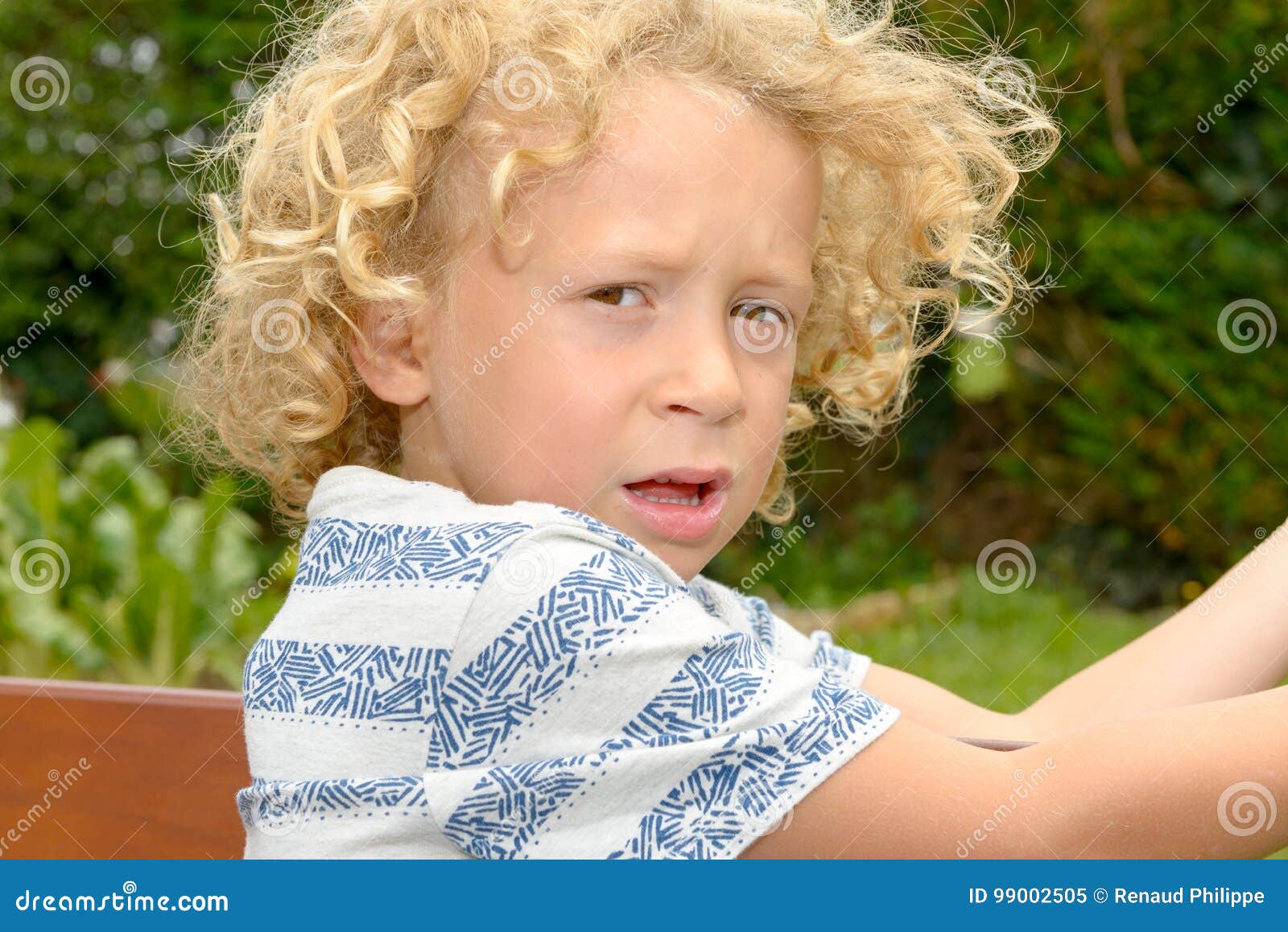 Portrait of Little Blond Boy Disgruntled Stock Image - Image of young ...