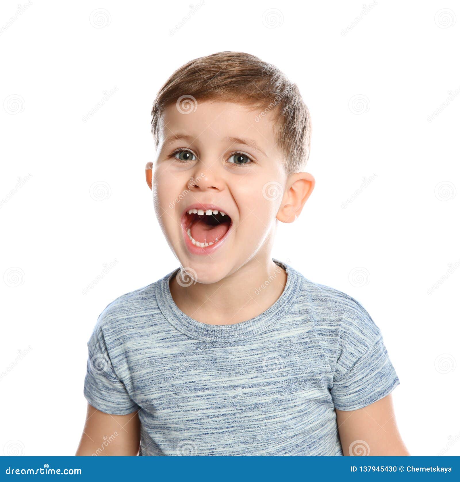 Portrait of Little Boy Laughing on White Stock Photo - Image of enjoy ...