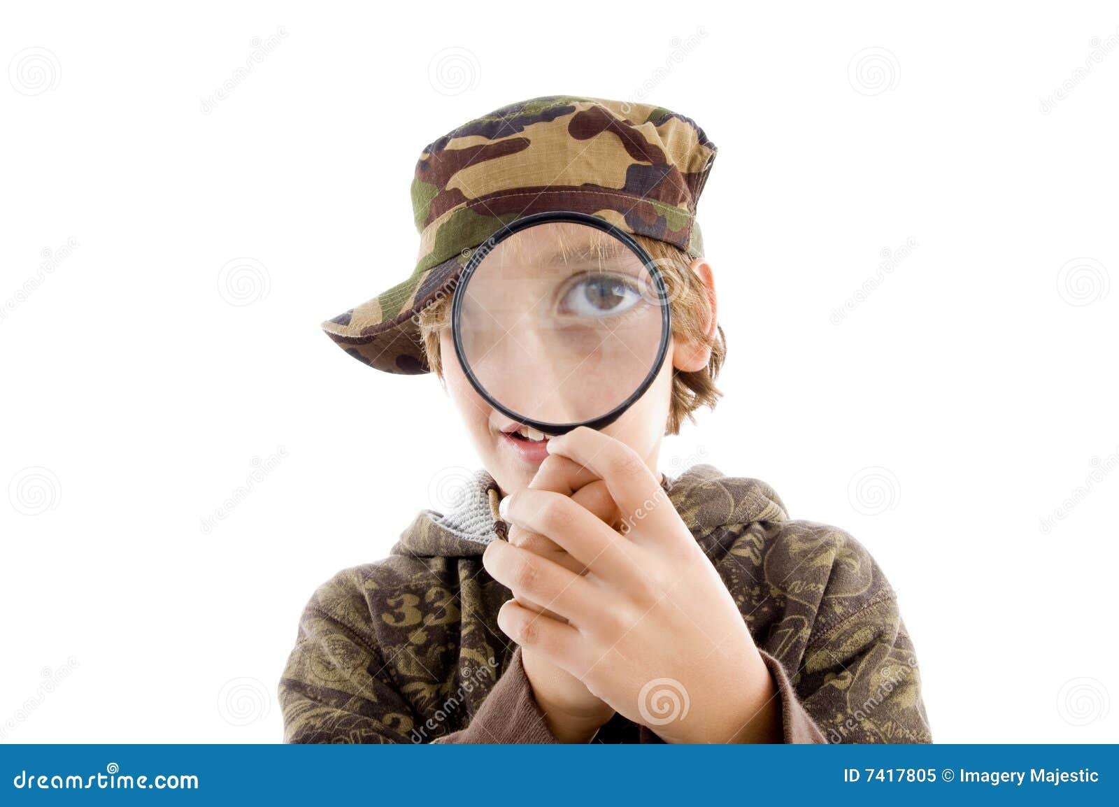 Portrait of Little Boy Looking through Lens Stock Image - Image of cute ...