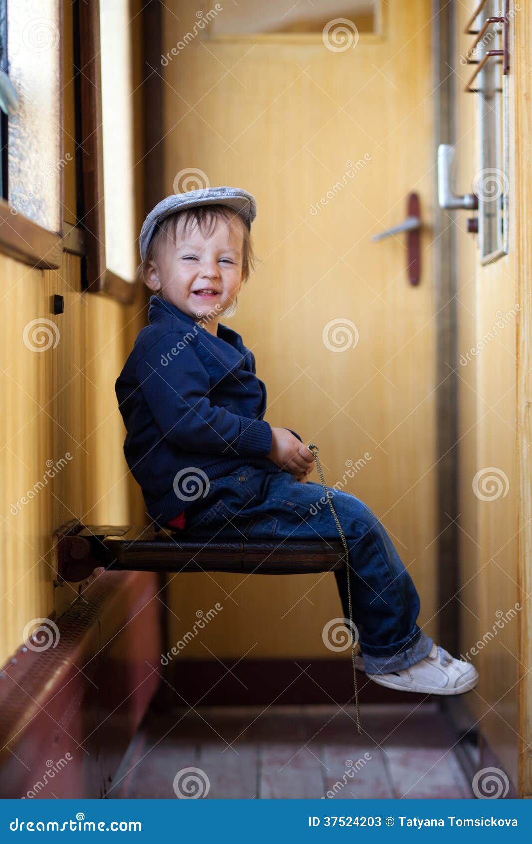 Portrait of a Little Boy in a Old Steam Train Stock Image - Image of ...