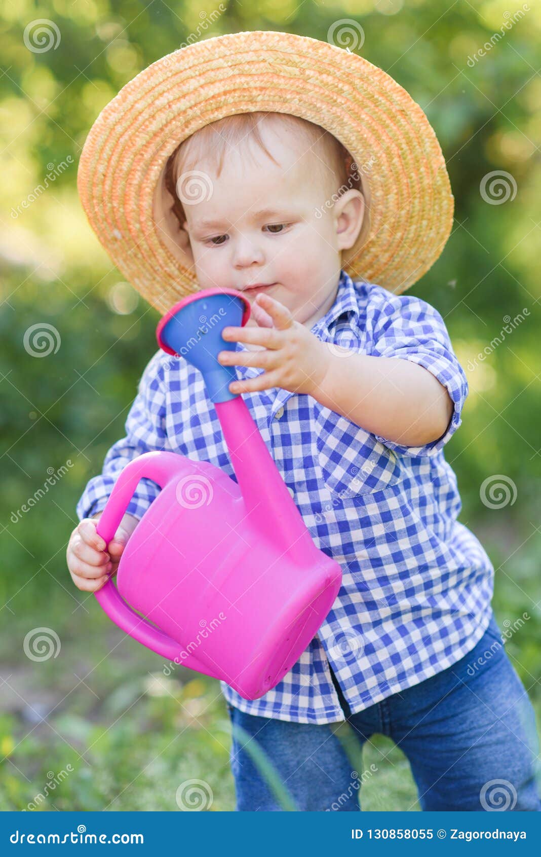 Portrait of a Little Boy Playing in Summer Stock Image - Image of ...