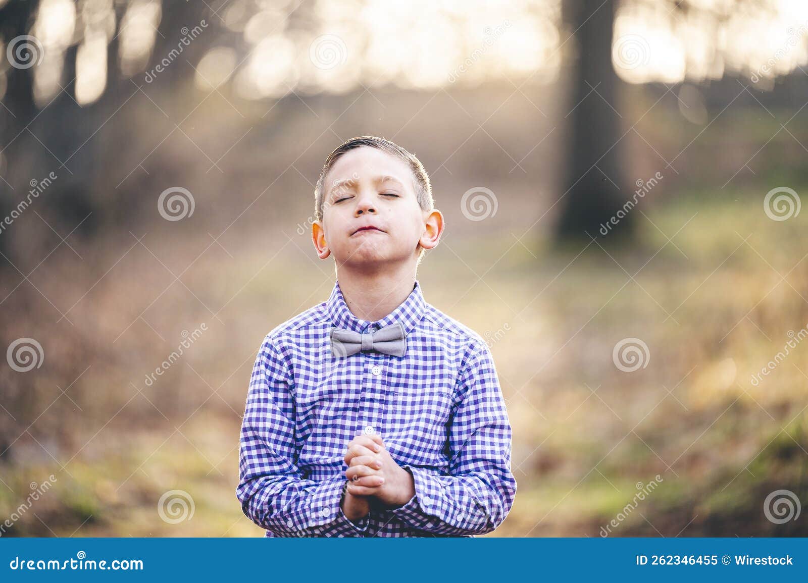 Portrait of a Little Christian Boy Praying Stock Image - Image of ...