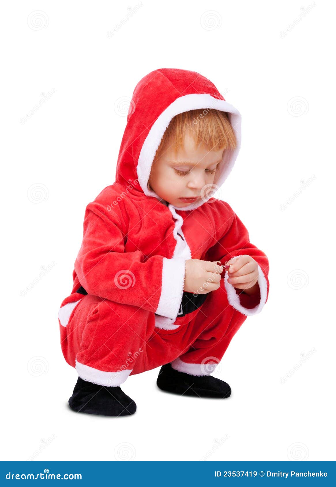 Portrait of Little Cute Baby in Red Stock Image - Image of christmas ...