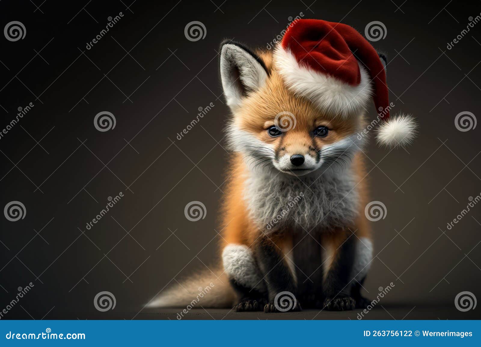 Portrait of a Little Fox with Santa Hat Stock Illustration ...