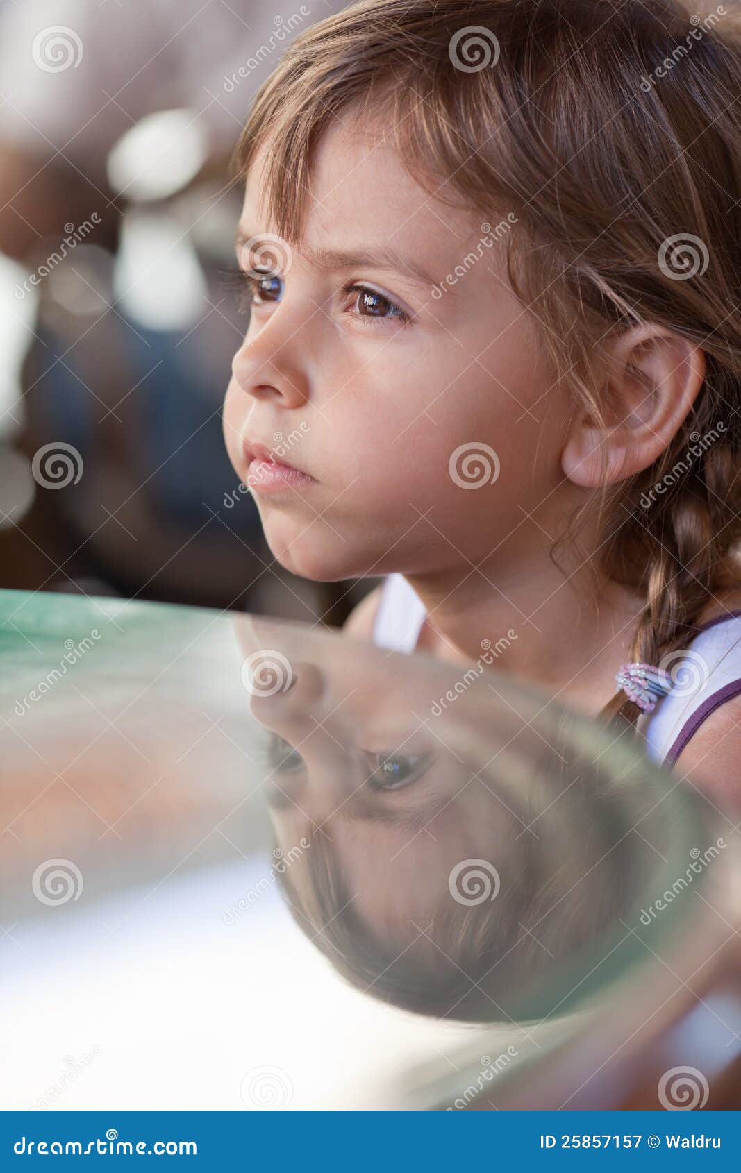 Portrait of Little Girl with Her Reflection Stock Image - Image of ...