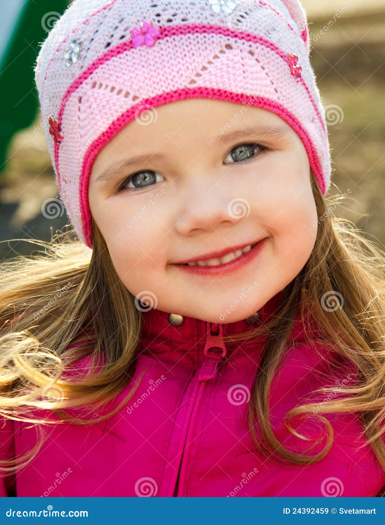Portrait of Little Girl Outdoors on a Spring Day Stock Image - Image of ...