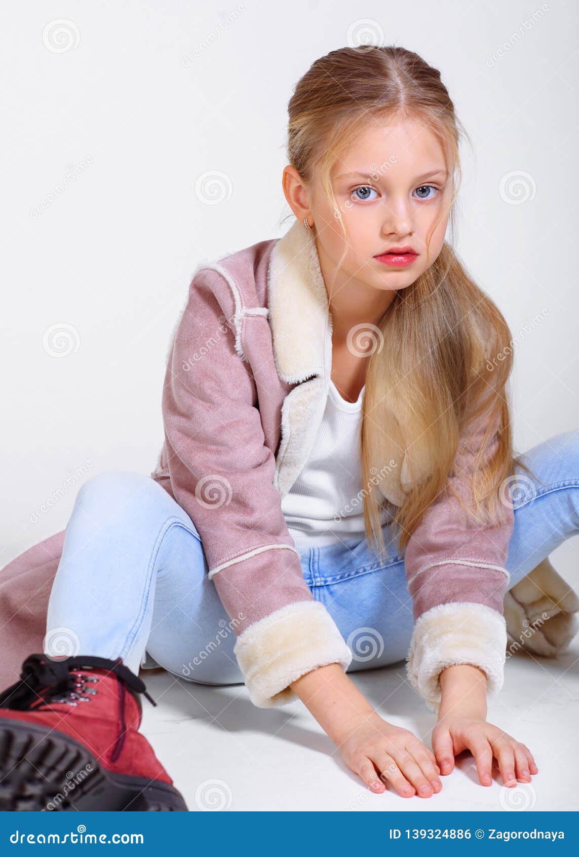 Portrait of Little Model Girl Stock Photo - Image of studio, happiness ...