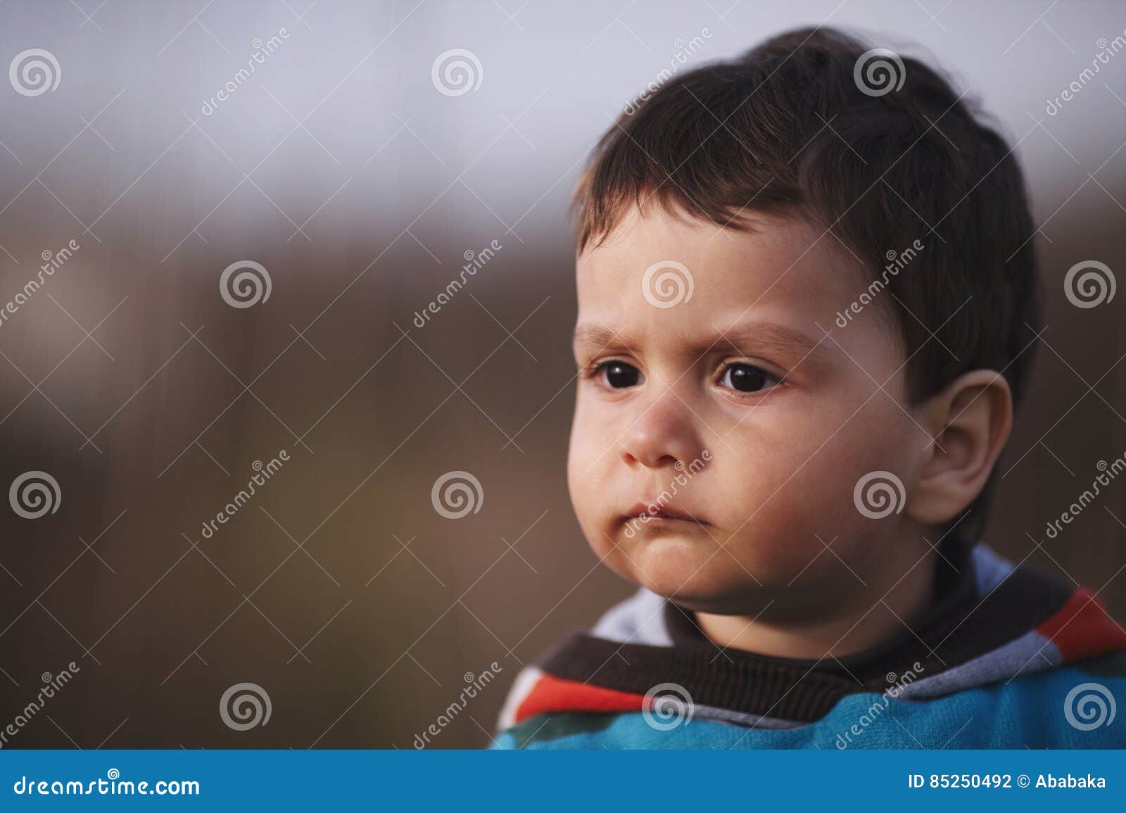 Portrait of Little Serious Boy Stock Photo - Image of thinking, little ...