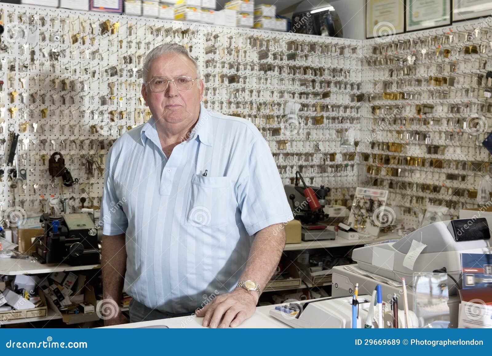 Portrait of Locksmith in Store Stock Image - Image of halflength, metal ...