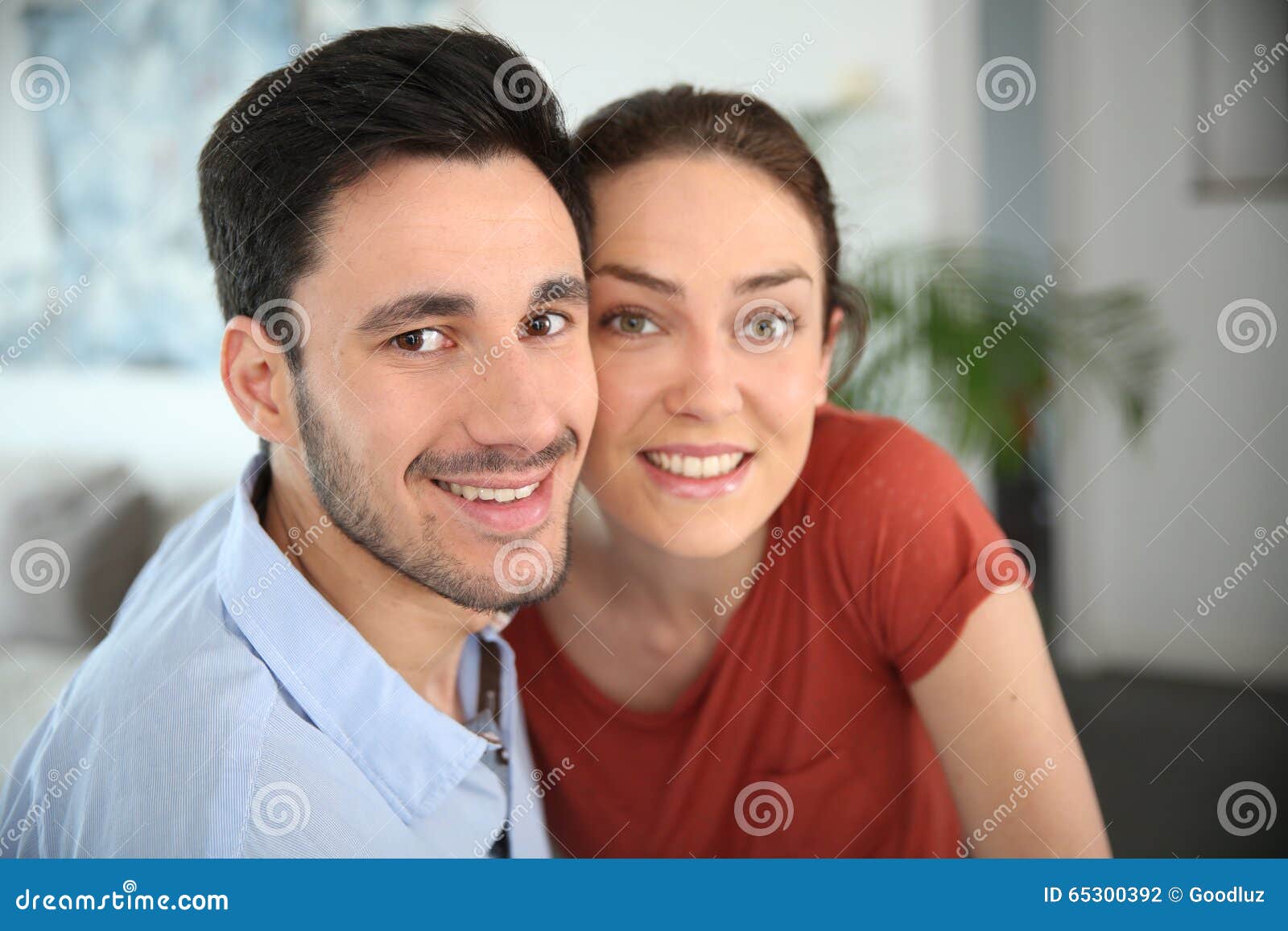 Portrait of loving couple stock photo. Image of embracing - 65300392