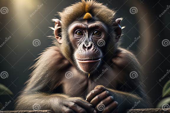 Portrait of a Macaque Monkey. Ai Generative Stock Image - Image of wild ...
