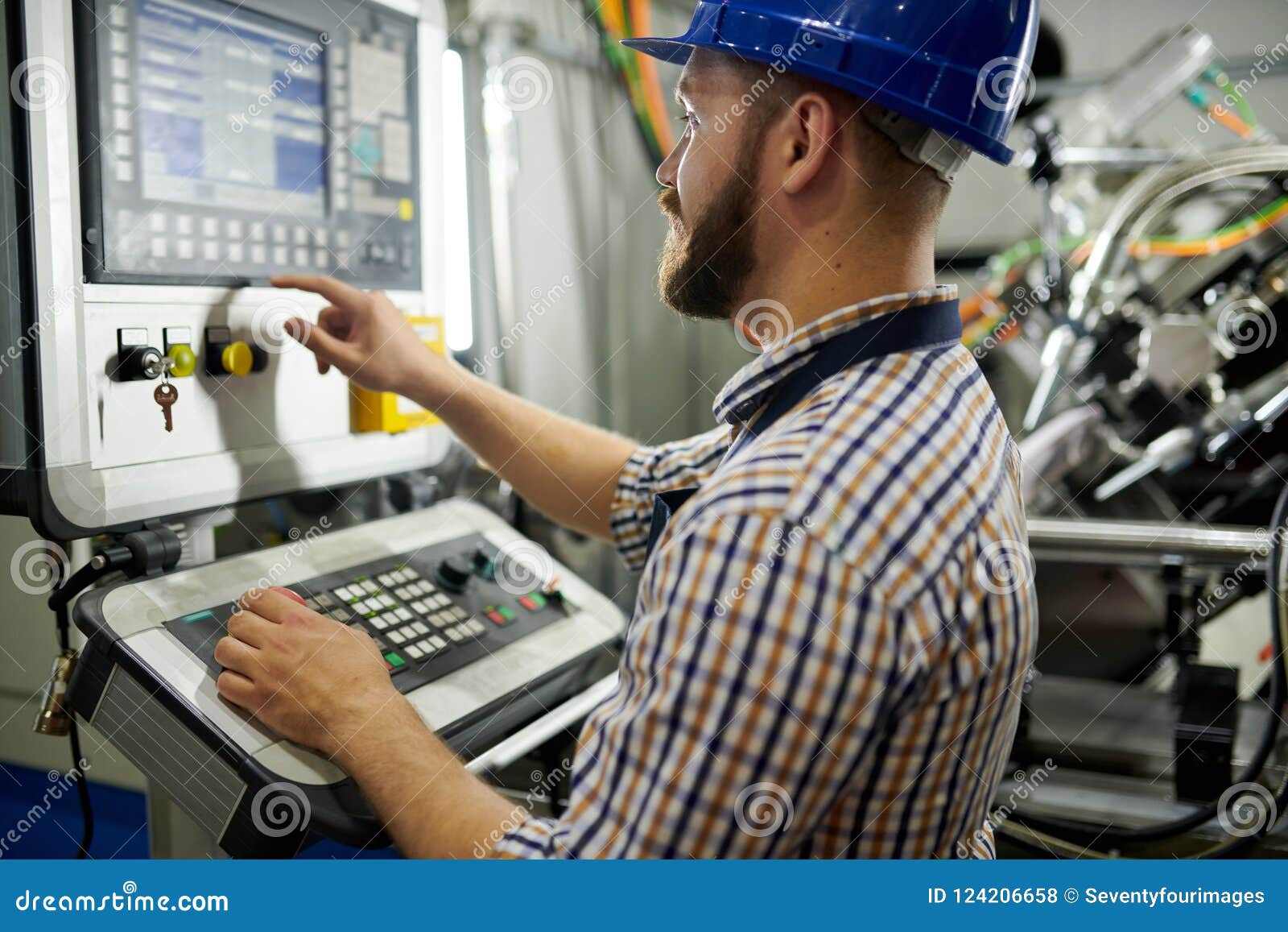 Worker Using Machines stock photo. Image of production - 124206658