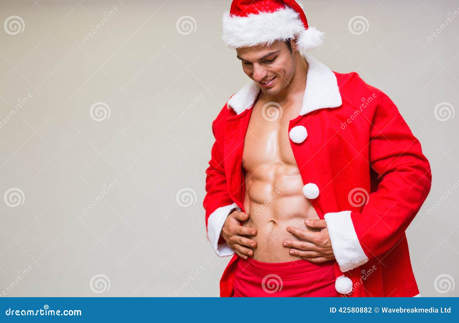 Portrait of Macho Man in Santa Costume Stock Photo - Image of merry ...