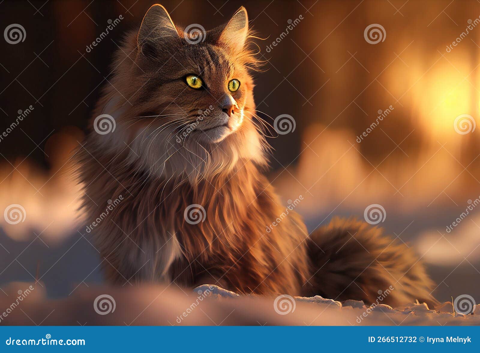 A Magnificent Manx Cat on Snow Made with Generative AI Stock ...