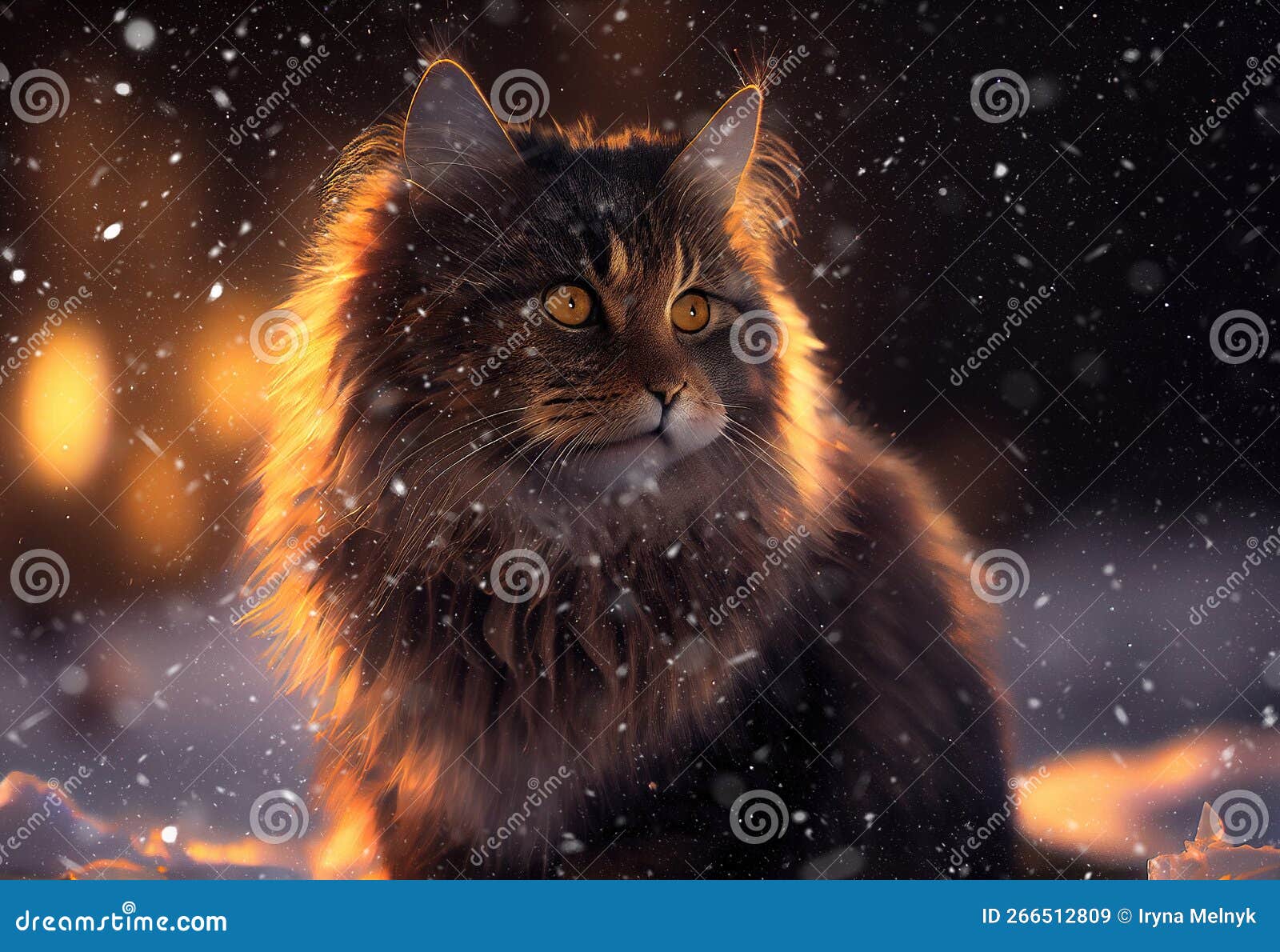 Magnificent Manx Cat on Snow Made with Generative AI Stock Illustration ...