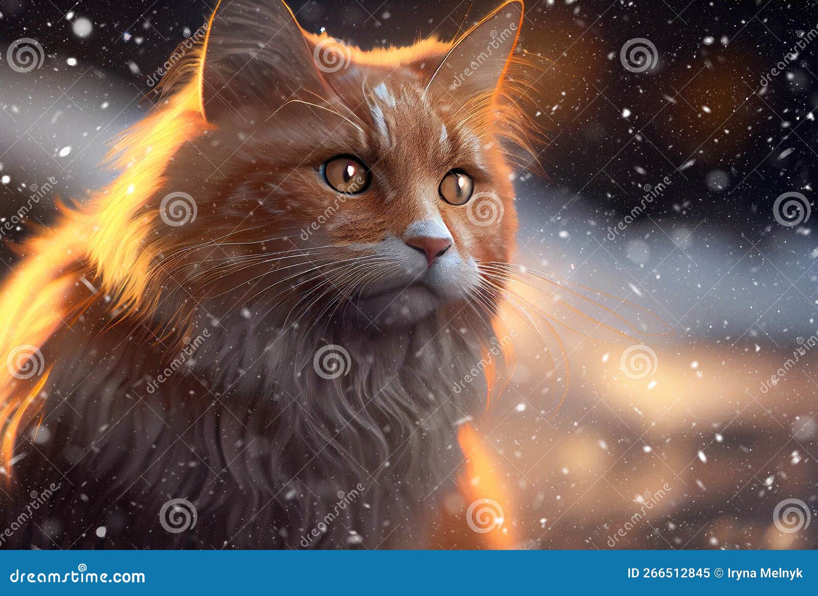A Magnificent Manx Cat on Snow Made with Generative AI Stock ...