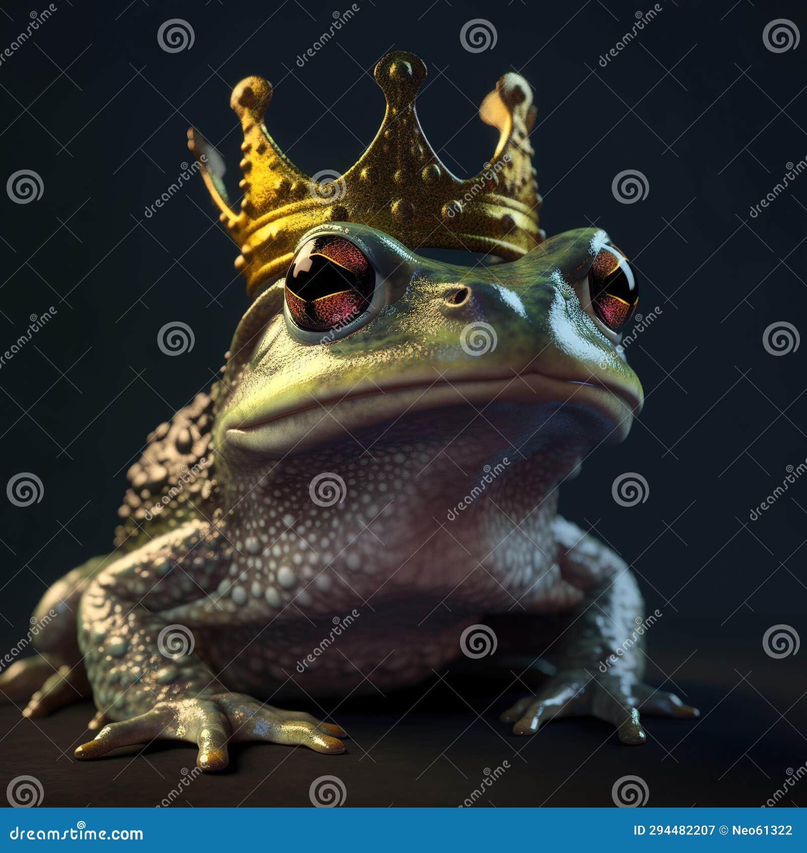 Portrait of a Majestic Frog with a Crown Generative AI Stock ...