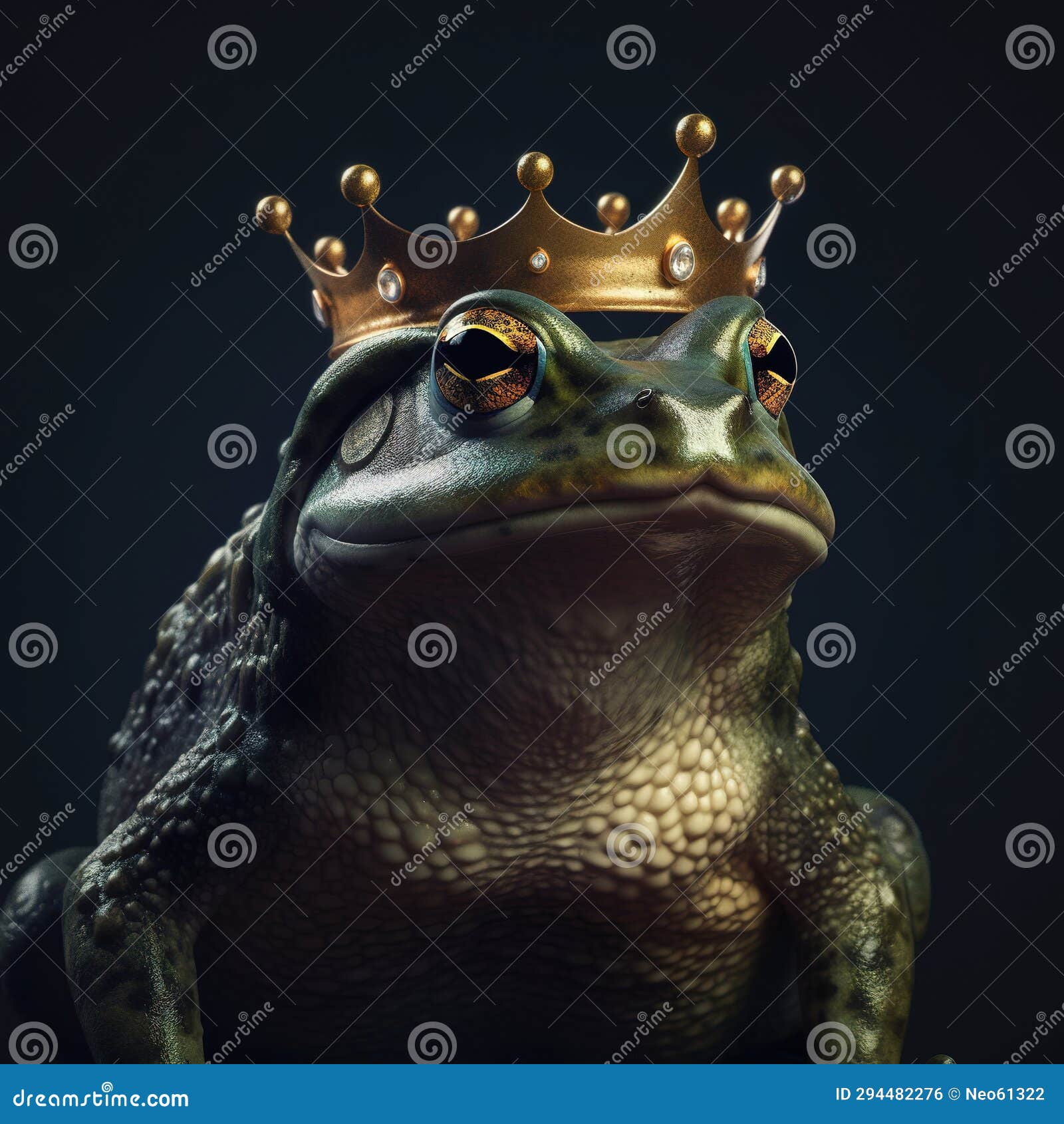 Portrait of a Majestic Frog with a Crown Generative AI Stock ...
