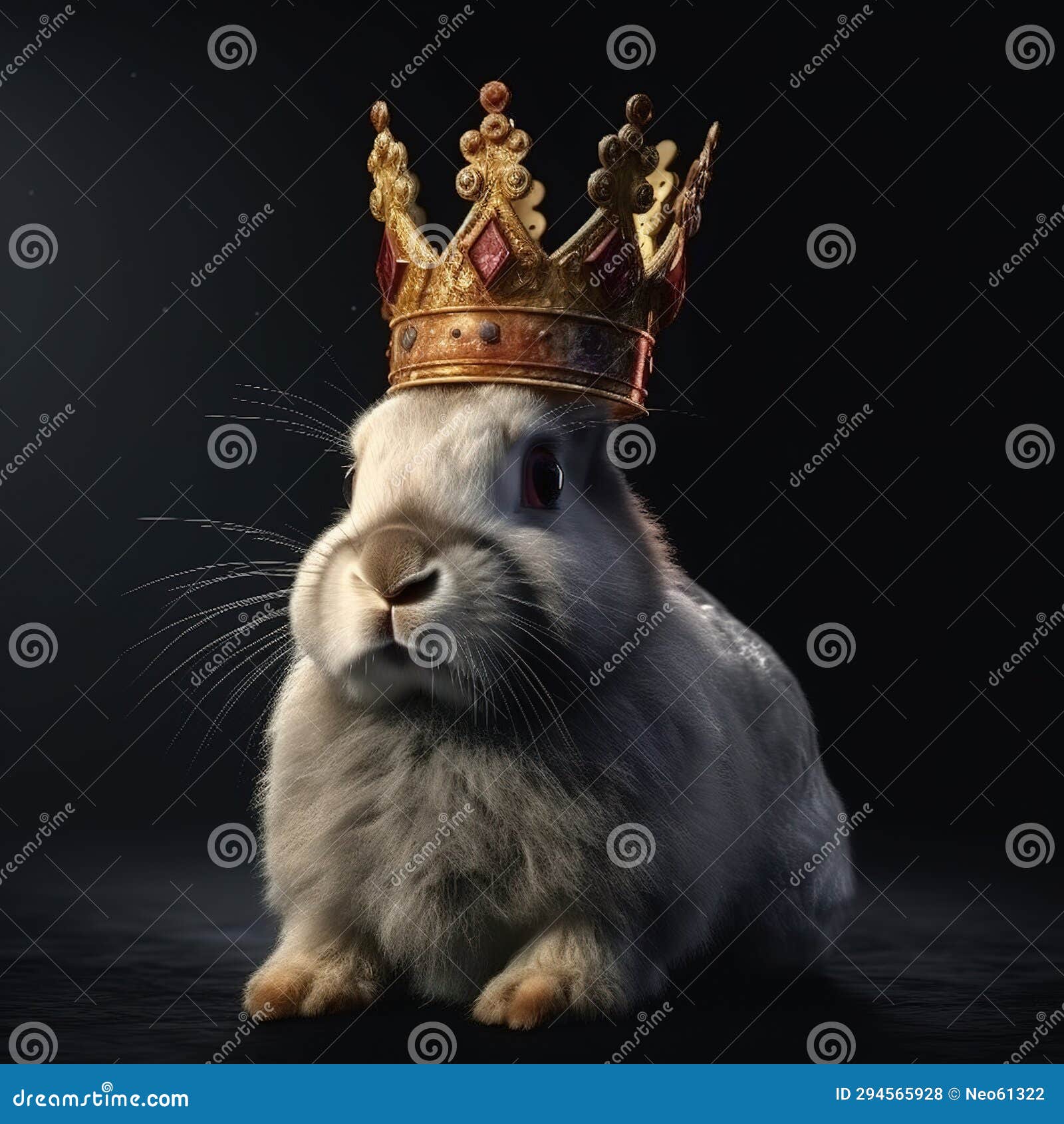 Portrait of a Majestic Rabbit with a Crown Generative AI Stock ...