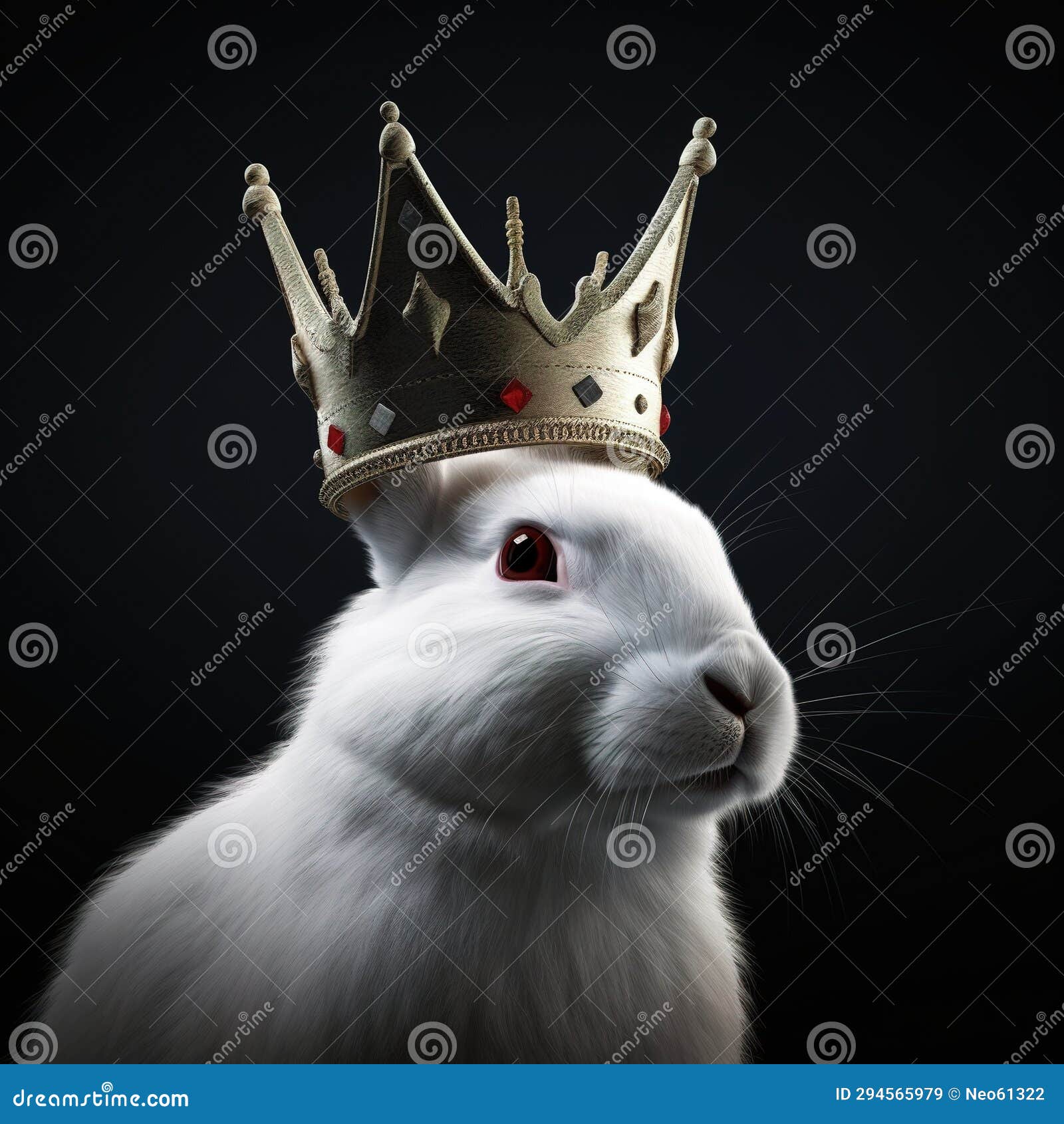 Portrait of a Majestic Rabbit with a Crown Generative AI Stock ...