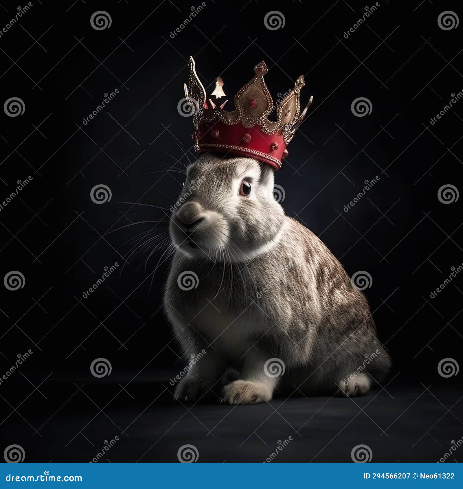 Portrait of a Majestic Rabbit with a Crown Generative AI Stock ...