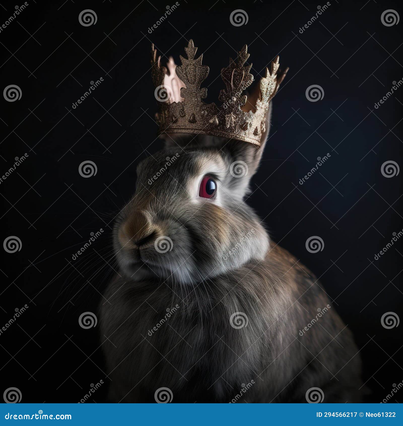 Portrait of a Majestic Rabbit with a Crown Generative AI Stock ...