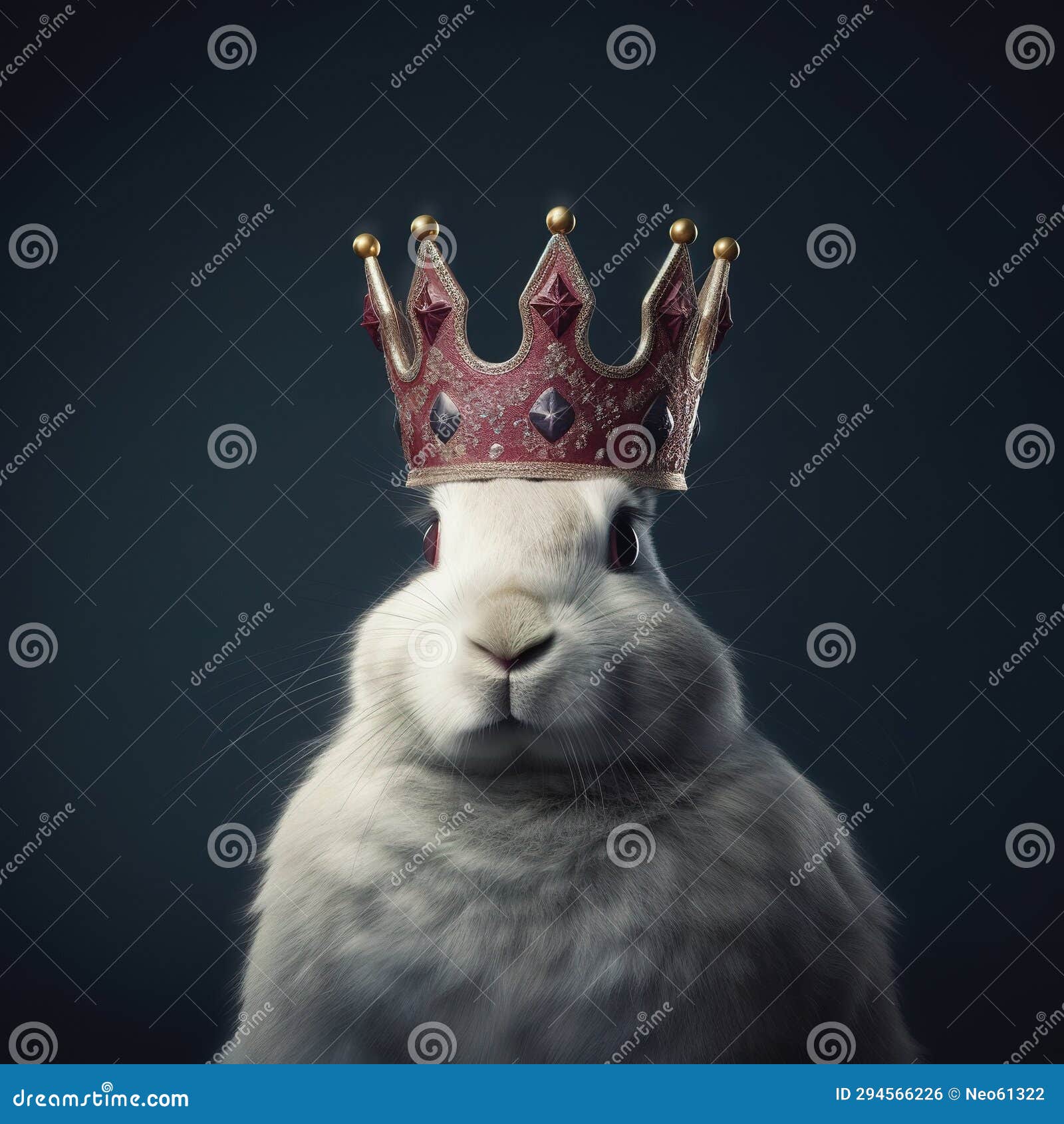 Portrait of a Majestic Rabbit with a Crown Generative AI Stock ...