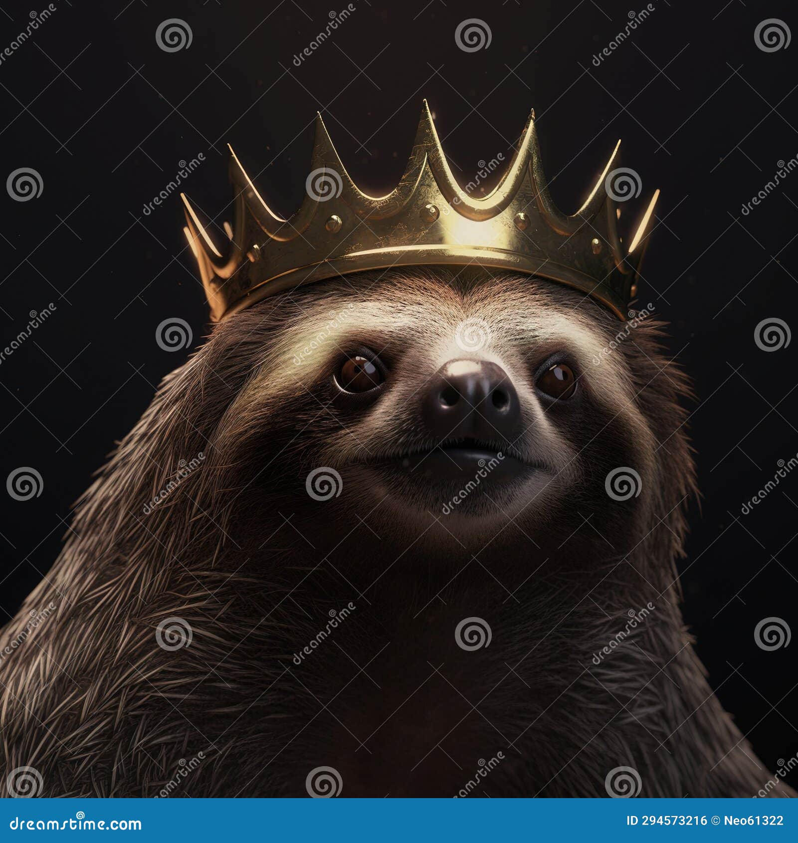 Portrait of a Majestic Sloth with a Crown Generative AI Stock ...