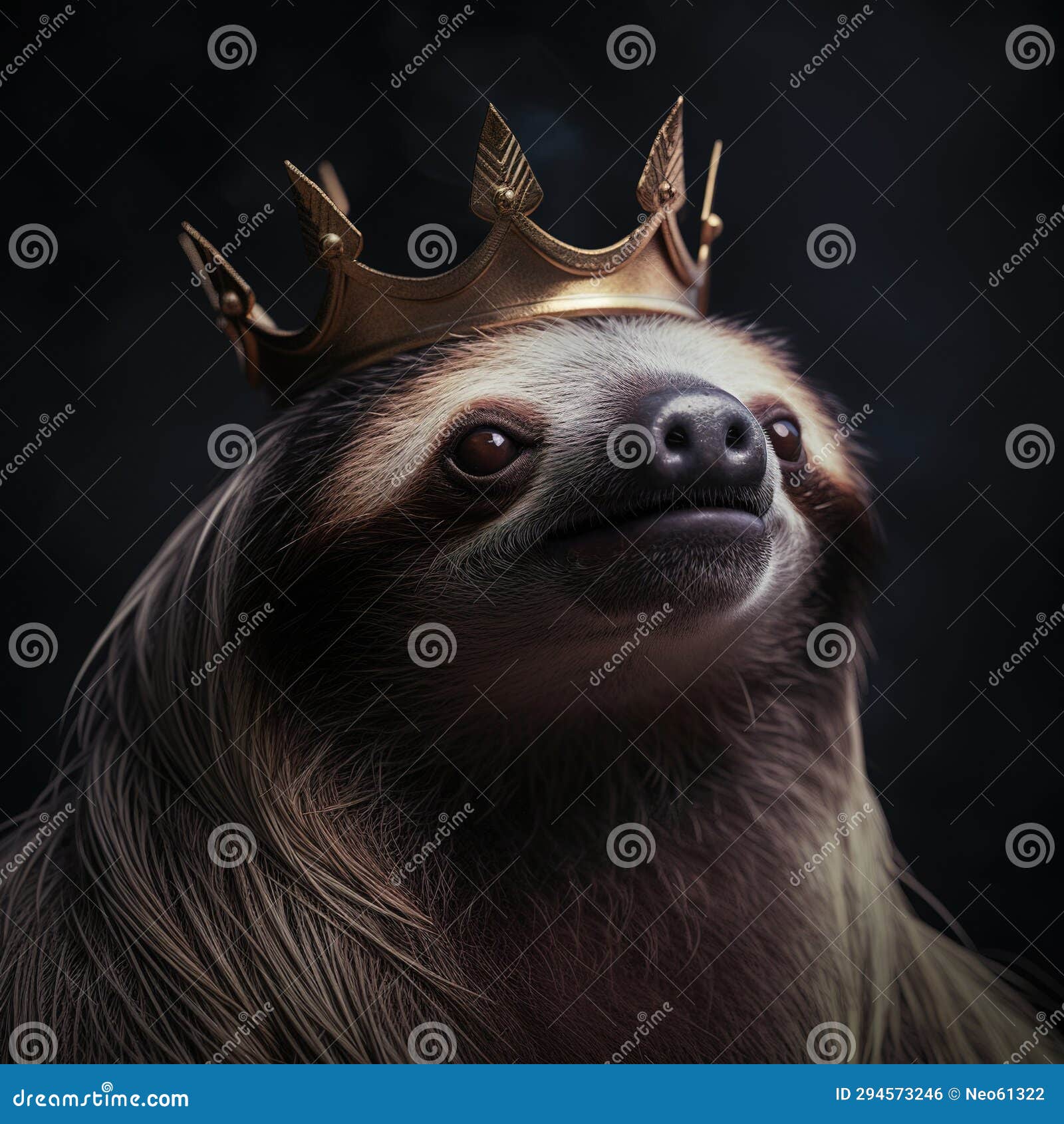 Portrait of a Majestic Sloth with a Crown Generative AI Stock ...