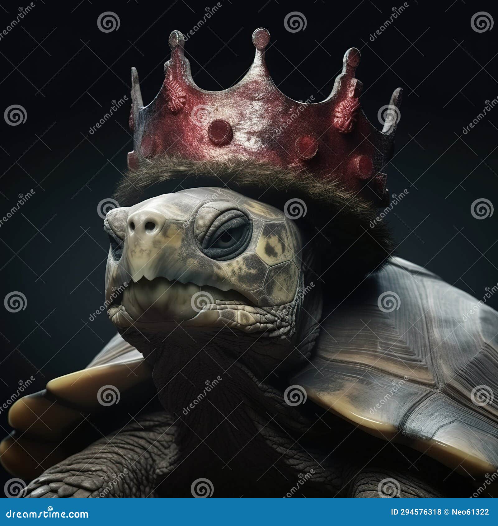 Portrait of a Majestic Turtle with a Crown Generative AI Stock ...