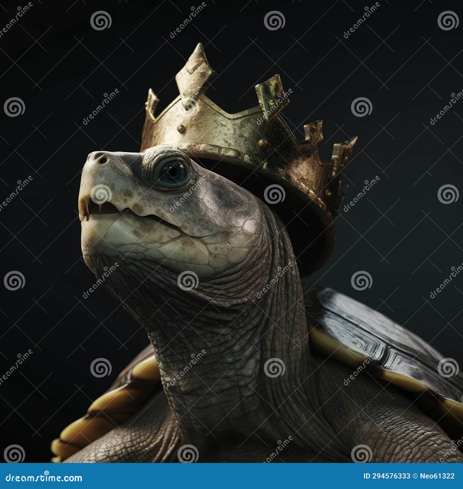 Portrait of a Majestic Turtle with a Crown Generative AI Stock ...