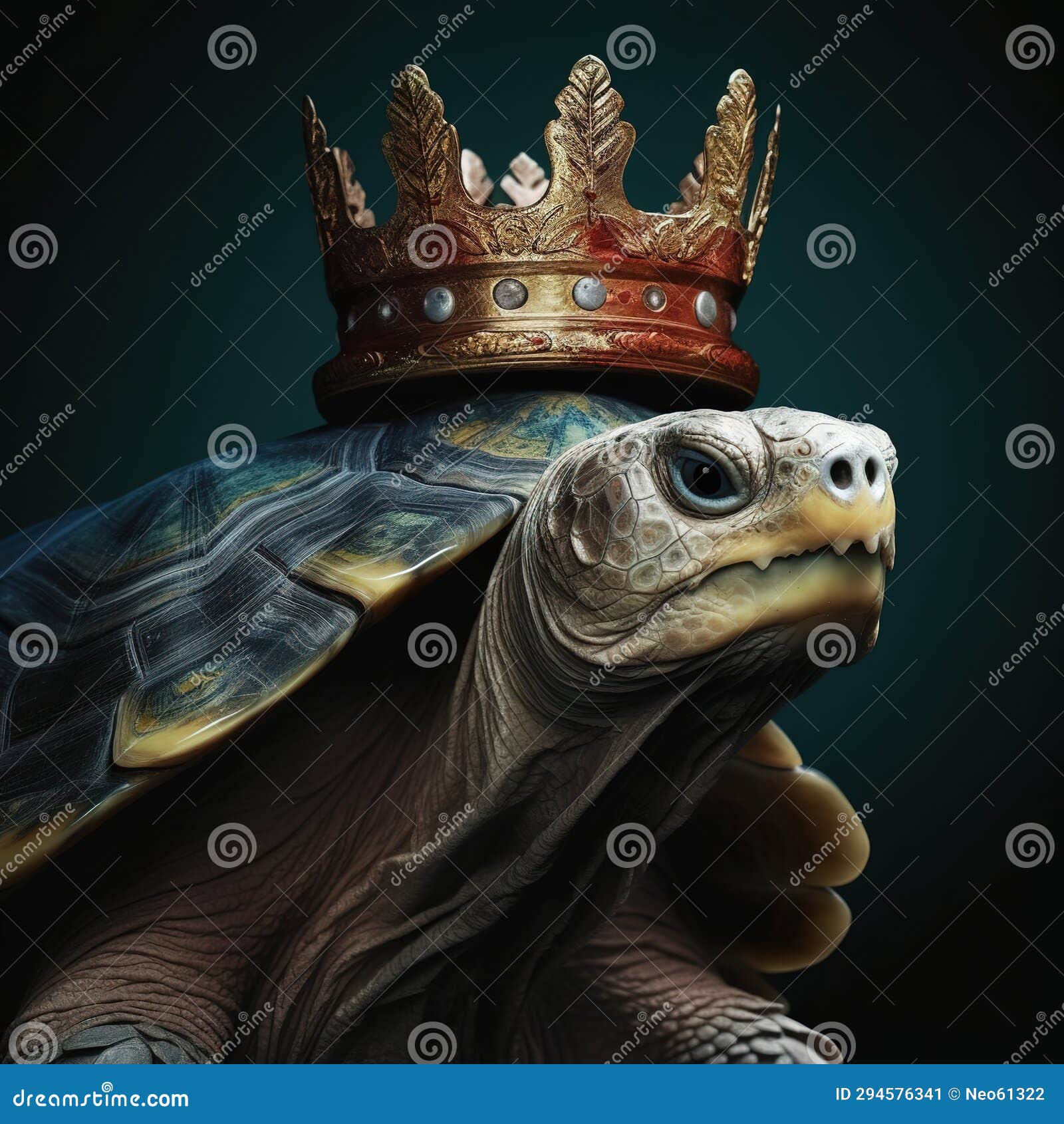 Portrait of a Majestic Turtle with a Crown Generative AI Stock ...