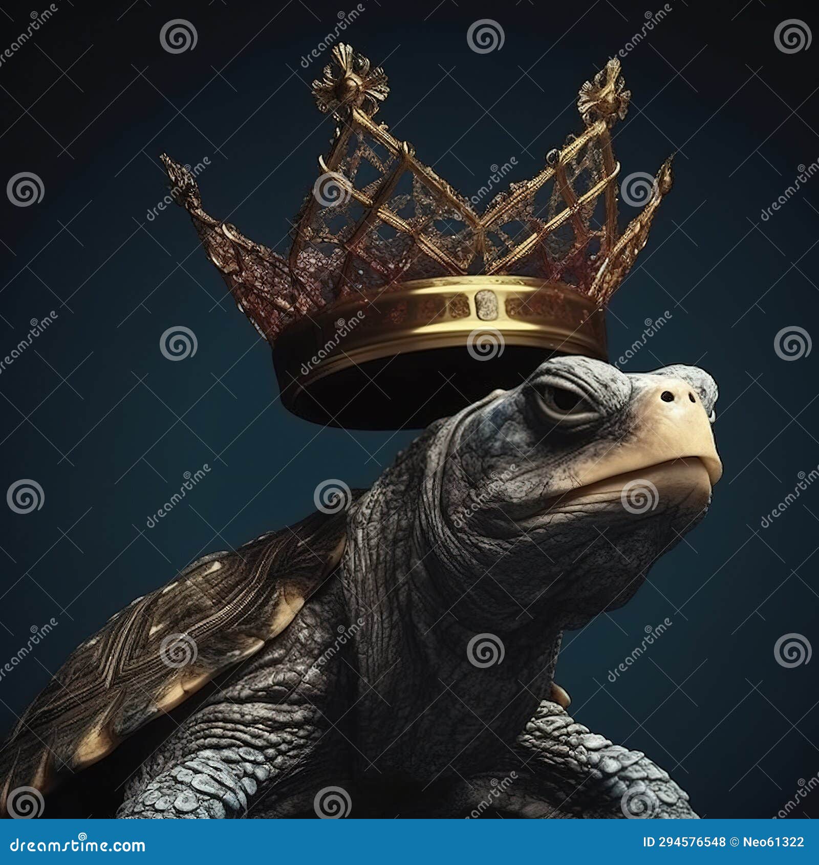 Portrait of a Majestic Turtle with a Crown Generative AI Stock ...
