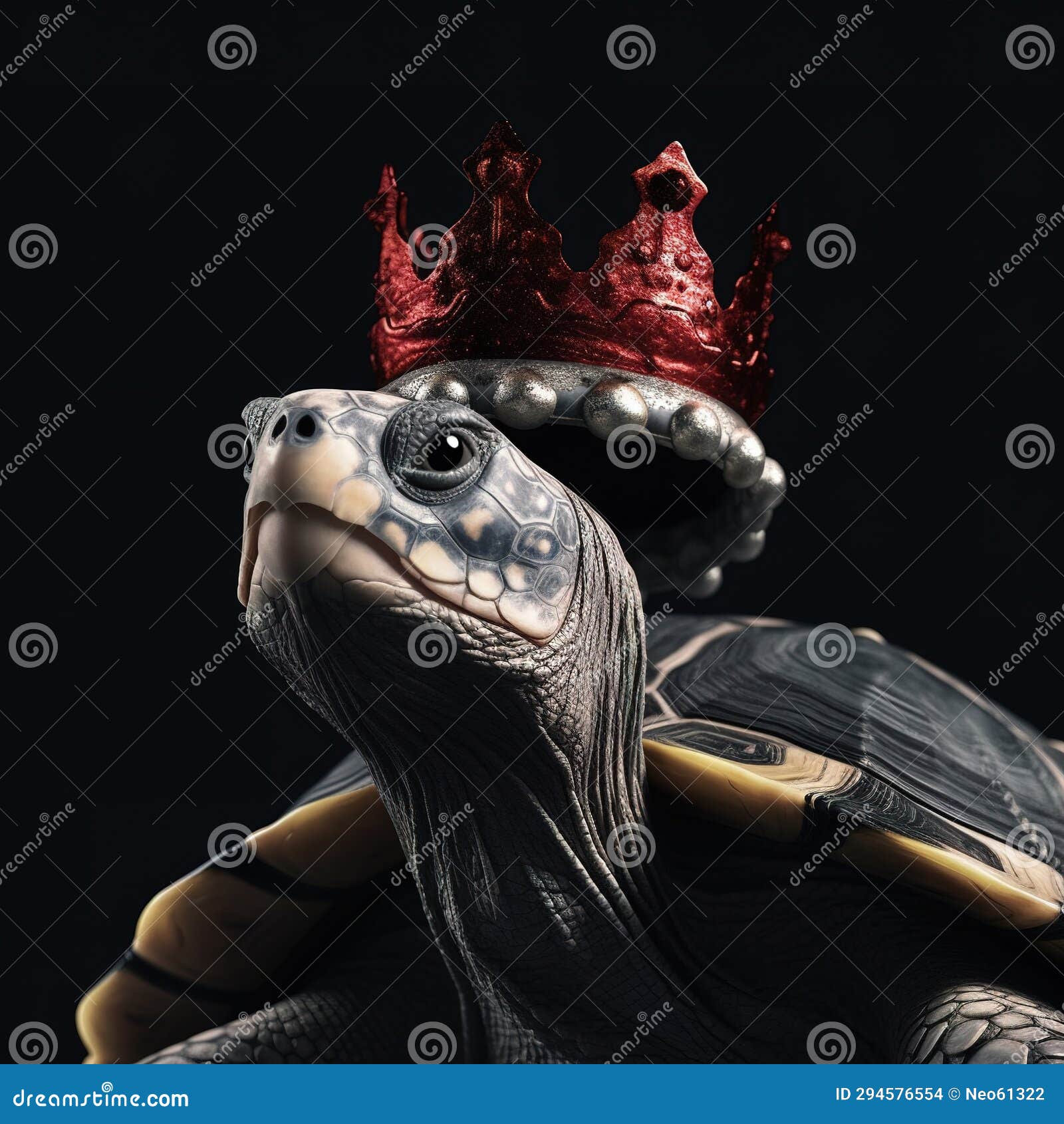 Portrait of a Majestic Turtle with a Crown Generative AI Stock ...