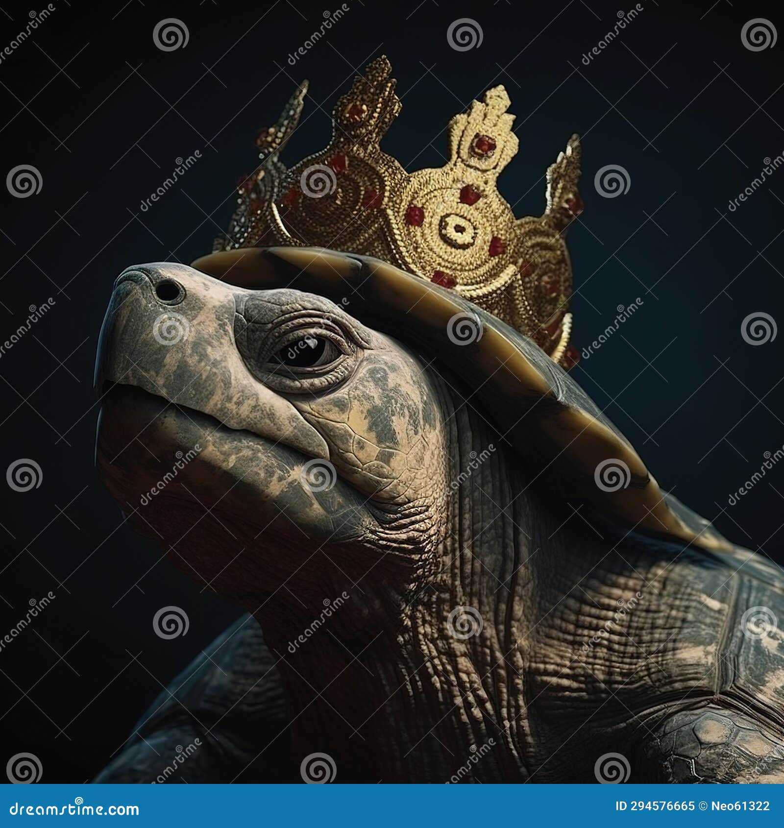Portrait of a Majestic Turtle with a Crown Generative AI Stock ...