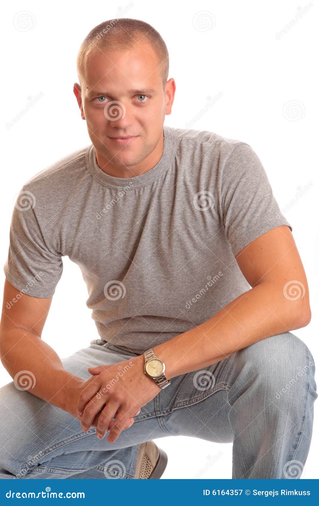 Portrait of male stock image. Image of jeans, thinking - 6164357