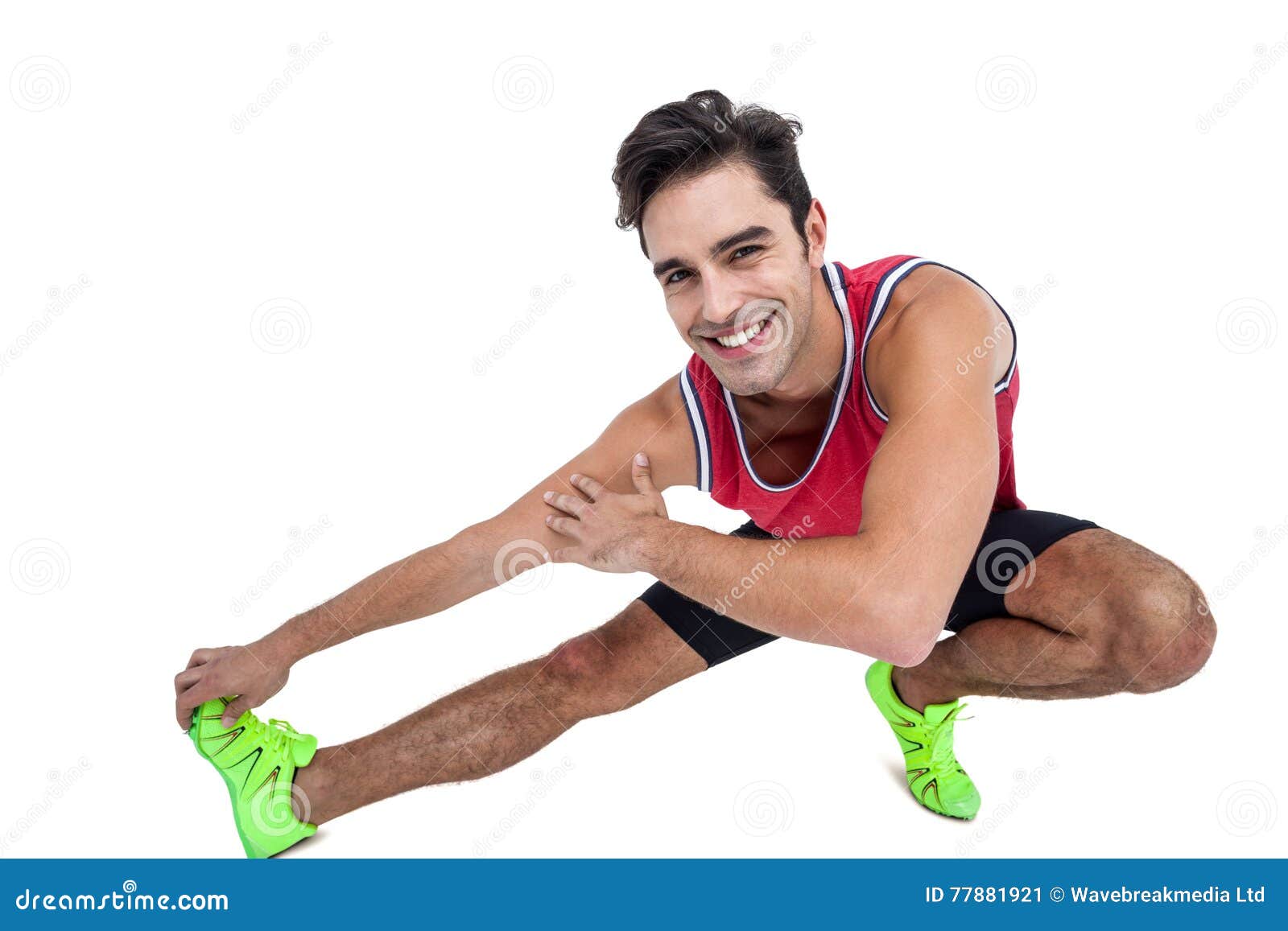 Portrait of Male Athlete Stretching His Hamstring Stock Image - Image ...