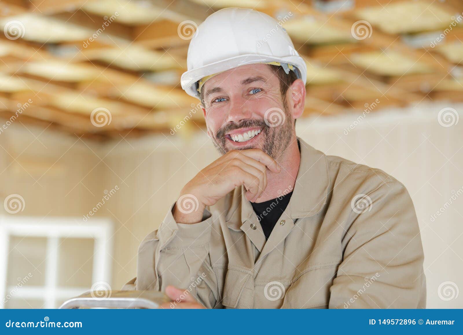 Portrait Male Builder in Renovation Property Stock Photo - Image of ...