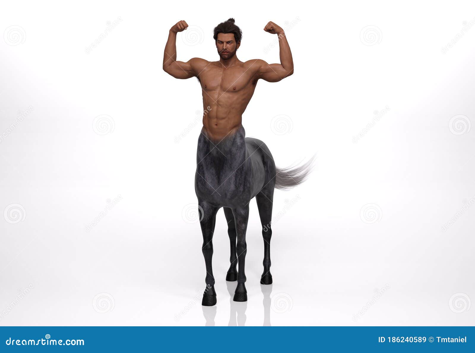 3D Rendering : a Portrait of the Male Centaur, a Pinup Centaur Posing ...