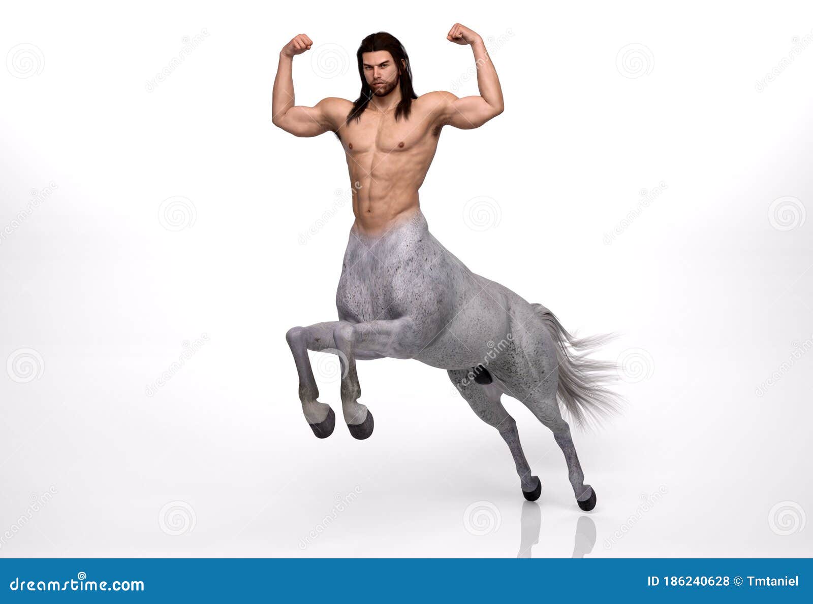 3D Rendering : a Portrait of the Male Centaur, a Pinup Centaur Posing ...