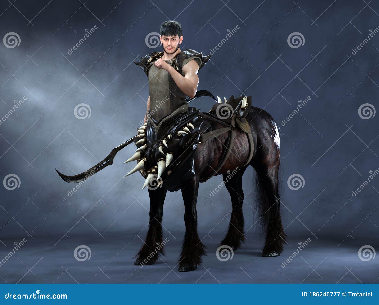 3D Rendering : a Portrait of the Male Centaur, a Pinup Centaur Posing ...