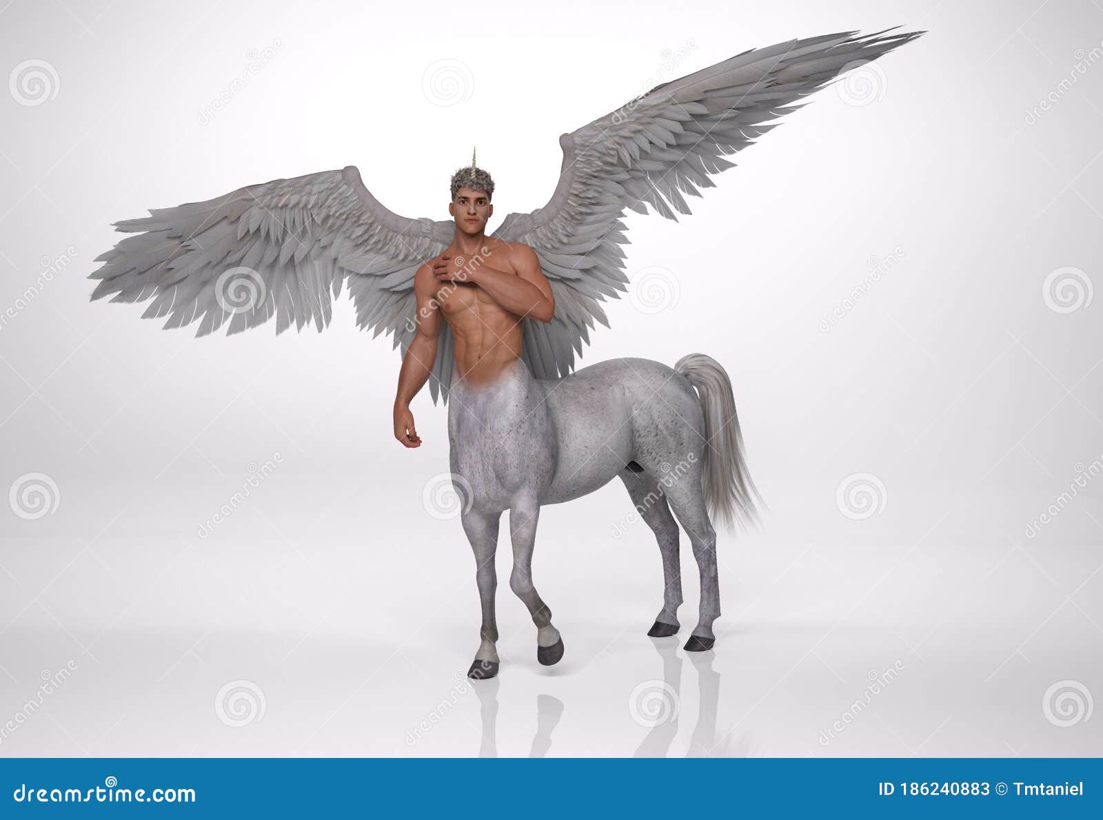 3D Rendering : a Portrait of the Male Centaur, a Pinup Centaur Posing ...